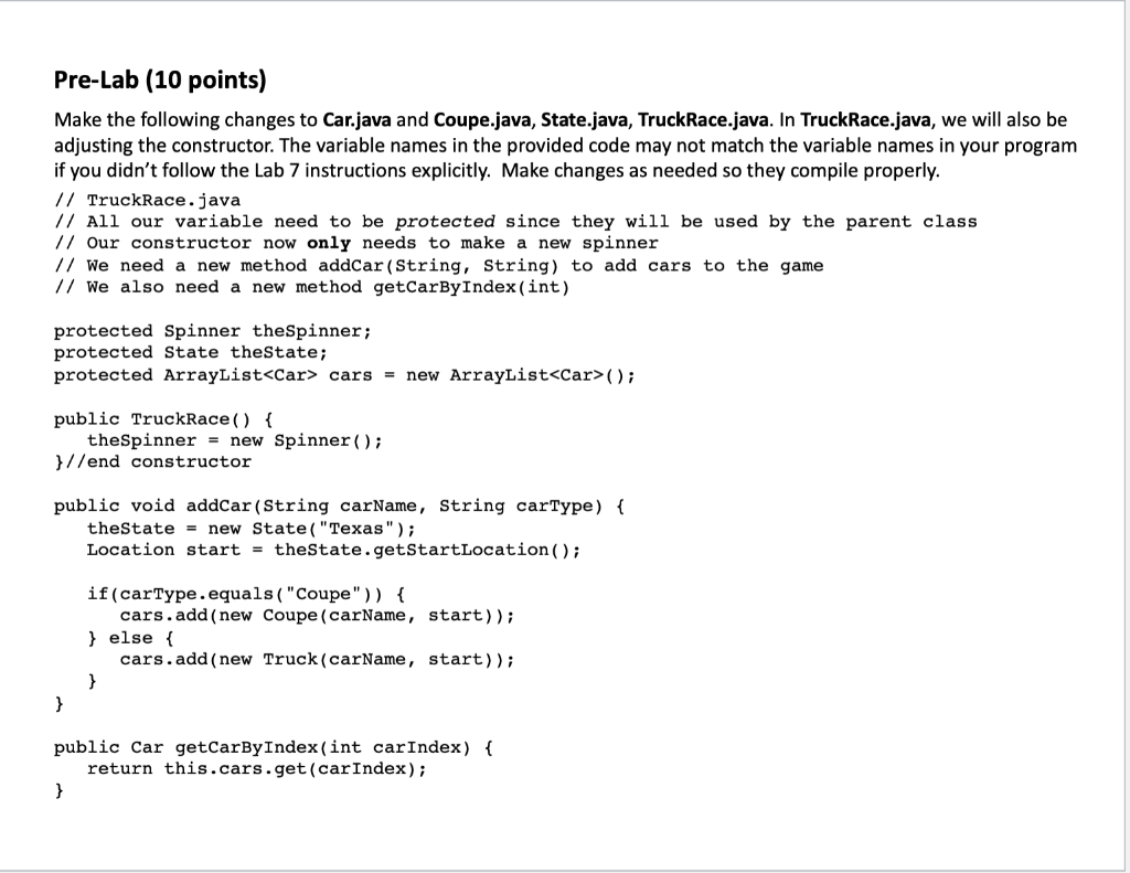 CS1341 - Lab 8 Assignment Overview In Lab 7 you added | Chegg.com