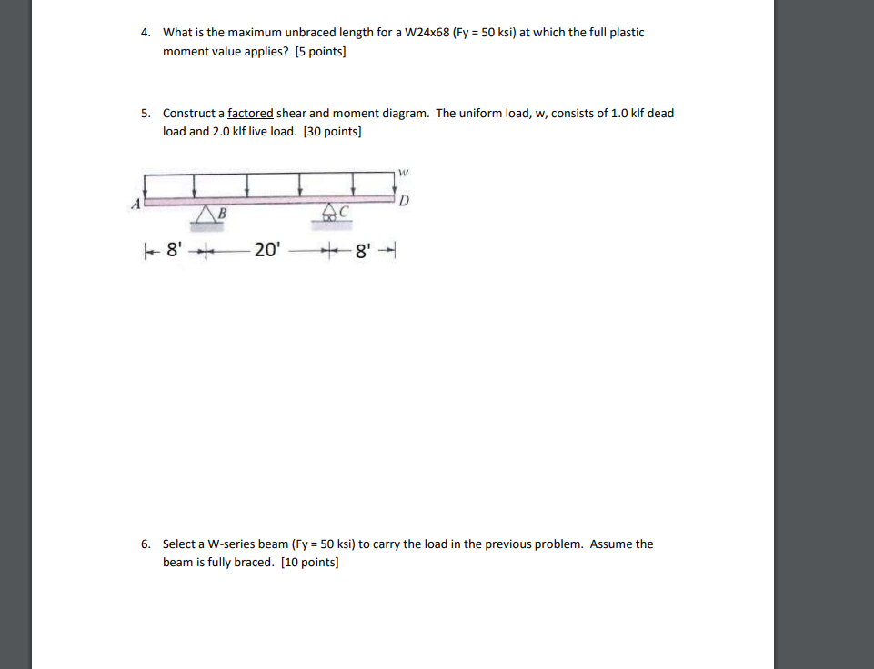 Solved 4. What is the maximum unbraced length for a W24x68 | Chegg.com