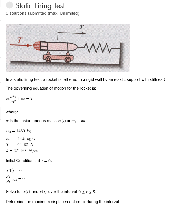 Solved Static Firing Test O solutions submitted (max: | Chegg.com