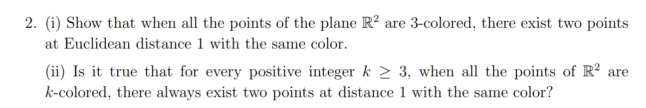 Solved 2. (i) Show that when all the points of the plane R2 | Chegg.com