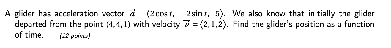 Solved A glider has acceleration vector | Chegg.com