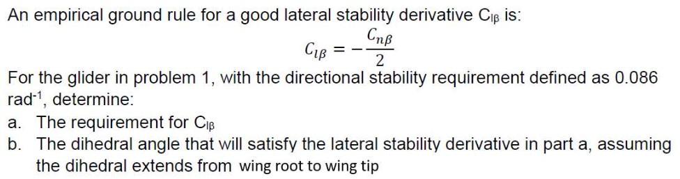 An empirical ground rule for a good lateral stability | Chegg.com