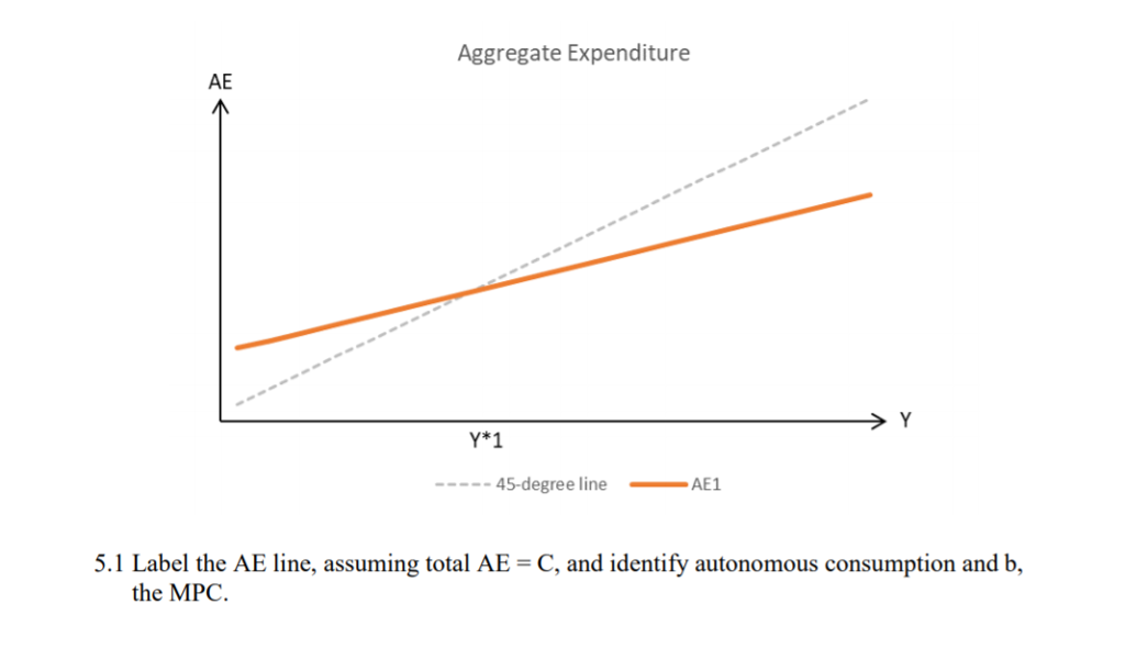 Aggregate Expenditure AE Y*1 45-degree lineAE1 5.1 | Chegg.com