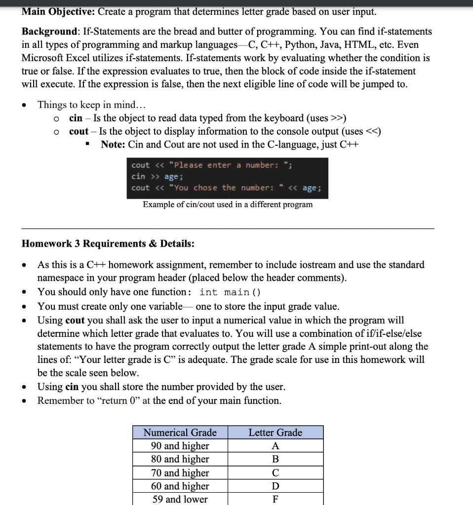 Solved Main Objective: Create a program that determines | Chegg.com