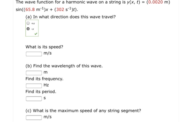 Solved The wave function for a harmonic wave on a string is | Chegg.com
