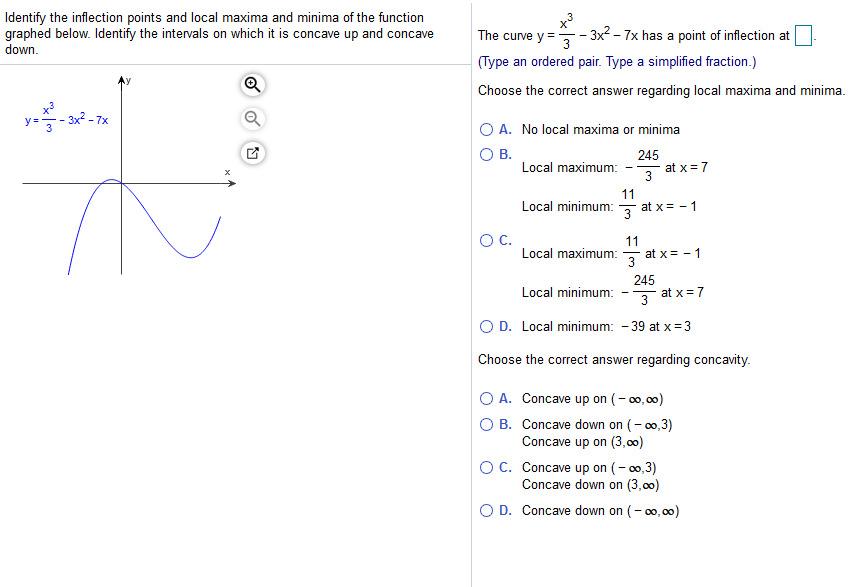 Solved Identify the inflection points and local maxima and | Chegg.com