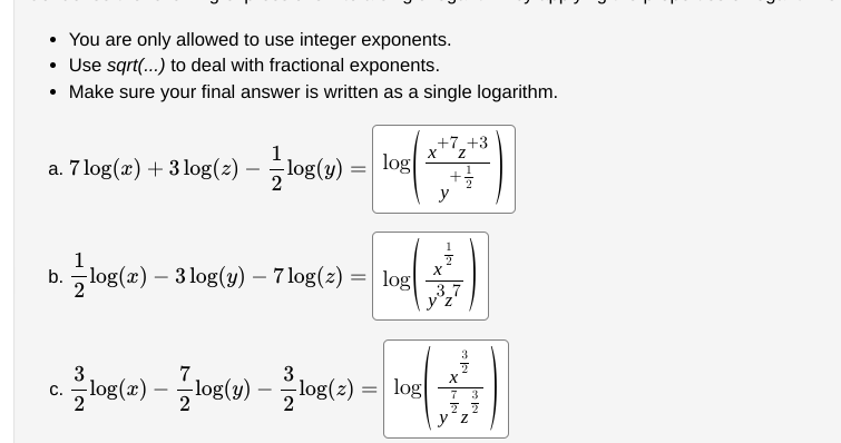 Solved Rewrite the following logarithms in expanded form by | Chegg.com