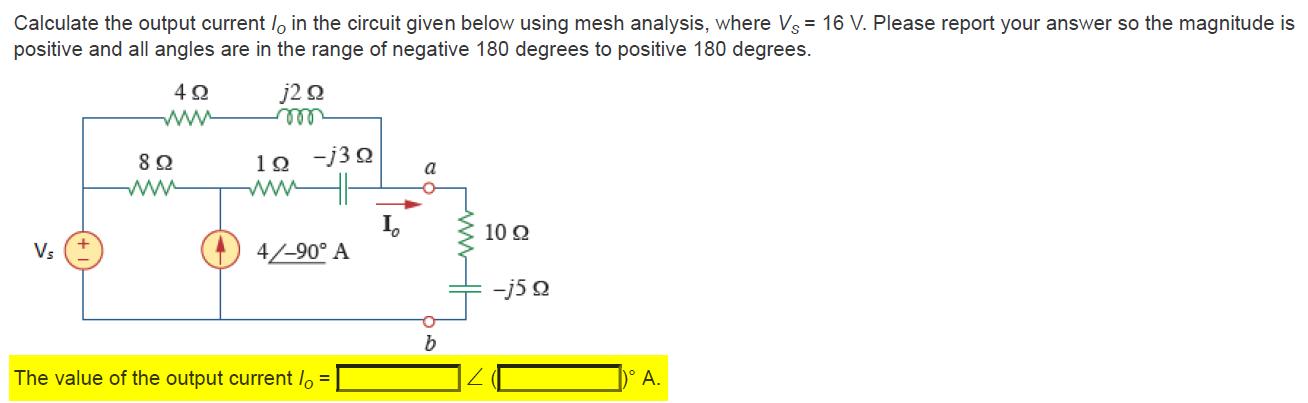 Solved Calculate the output current loin the circuit given | Chegg.com