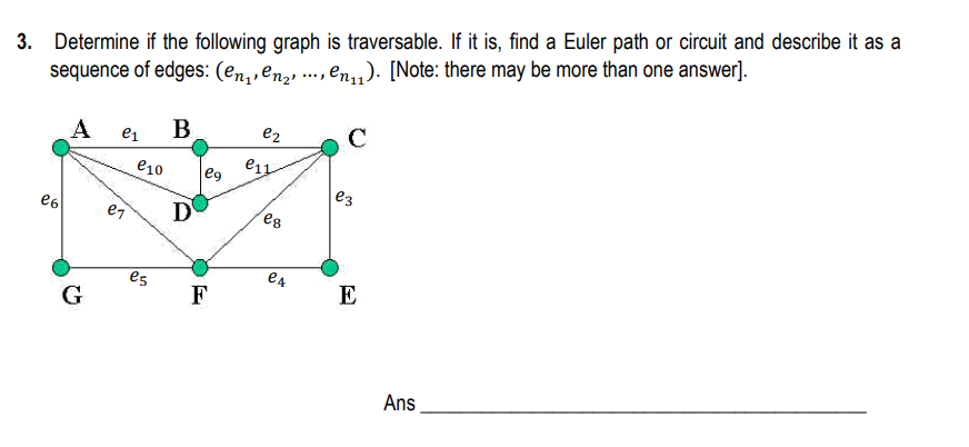 Solved Determine if ﻿the following graph is ﻿traversable. | Chegg.com