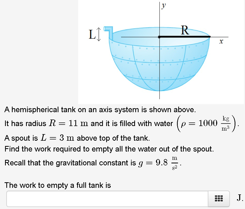 Solved / m3 A hemispherical tank on an axis system is shown | Chegg.com