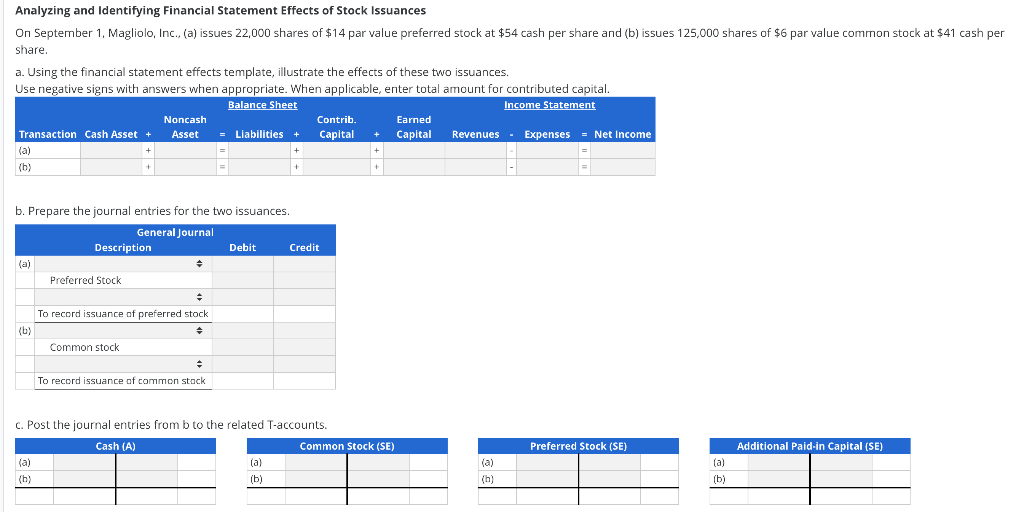 Solved Analyzing And Identifying Financial Statement Effects Chegg