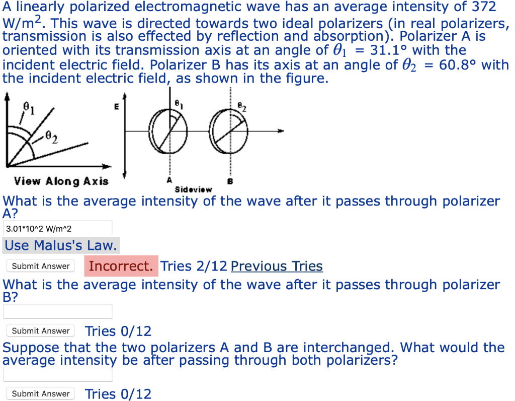 Solved A linearly polarized electromagnetic wave has an | Chegg.com
