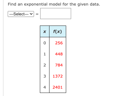 Solved Find an exponential model for the given data. | Chegg.com