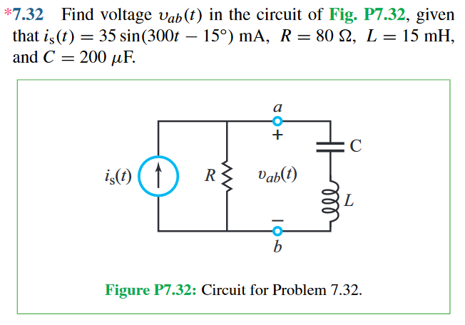 Solved *7.32 Find voltage vab(t) in the circuit of Fig. | Chegg.com