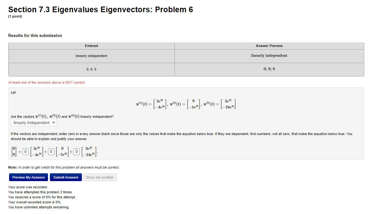 Solved Section 7.3 Eigenvalues Eigenvectors: Problem 6 (1 | Chegg.com