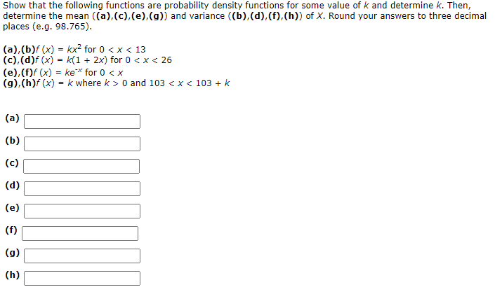 Solved Show that the following functions are probability | Chegg.com