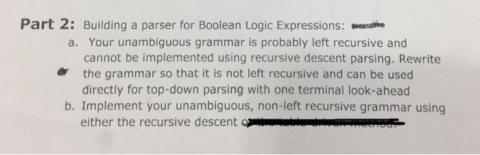 Solved Part 2 Building A Parser For Boolean Logic 