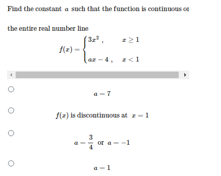 Solved Find the constant a such that the function is | Chegg.com