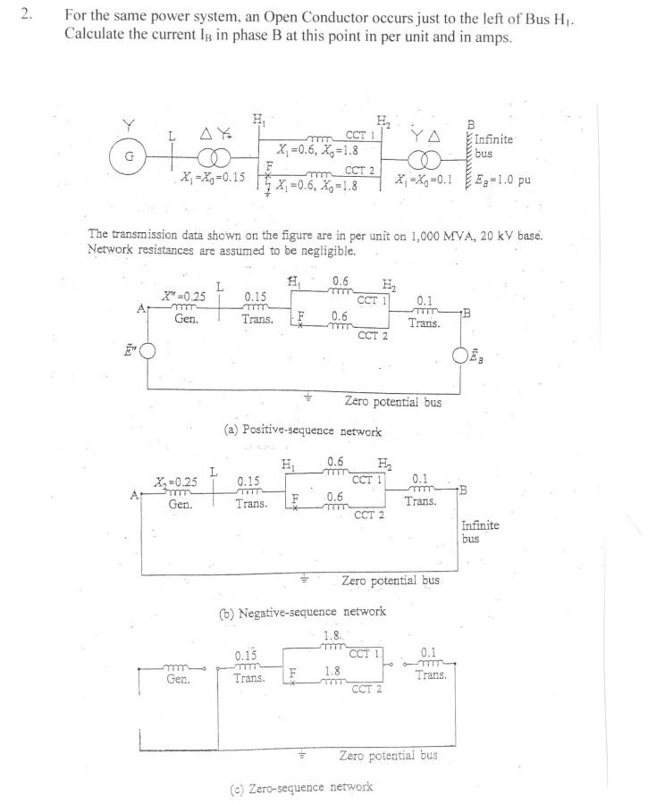 Solved 2. For the same power system, an Open Conductor | Chegg.com