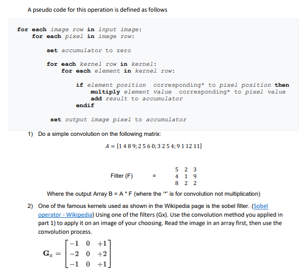 Solved A pseudo code for this operation is defined as | Chegg.com
