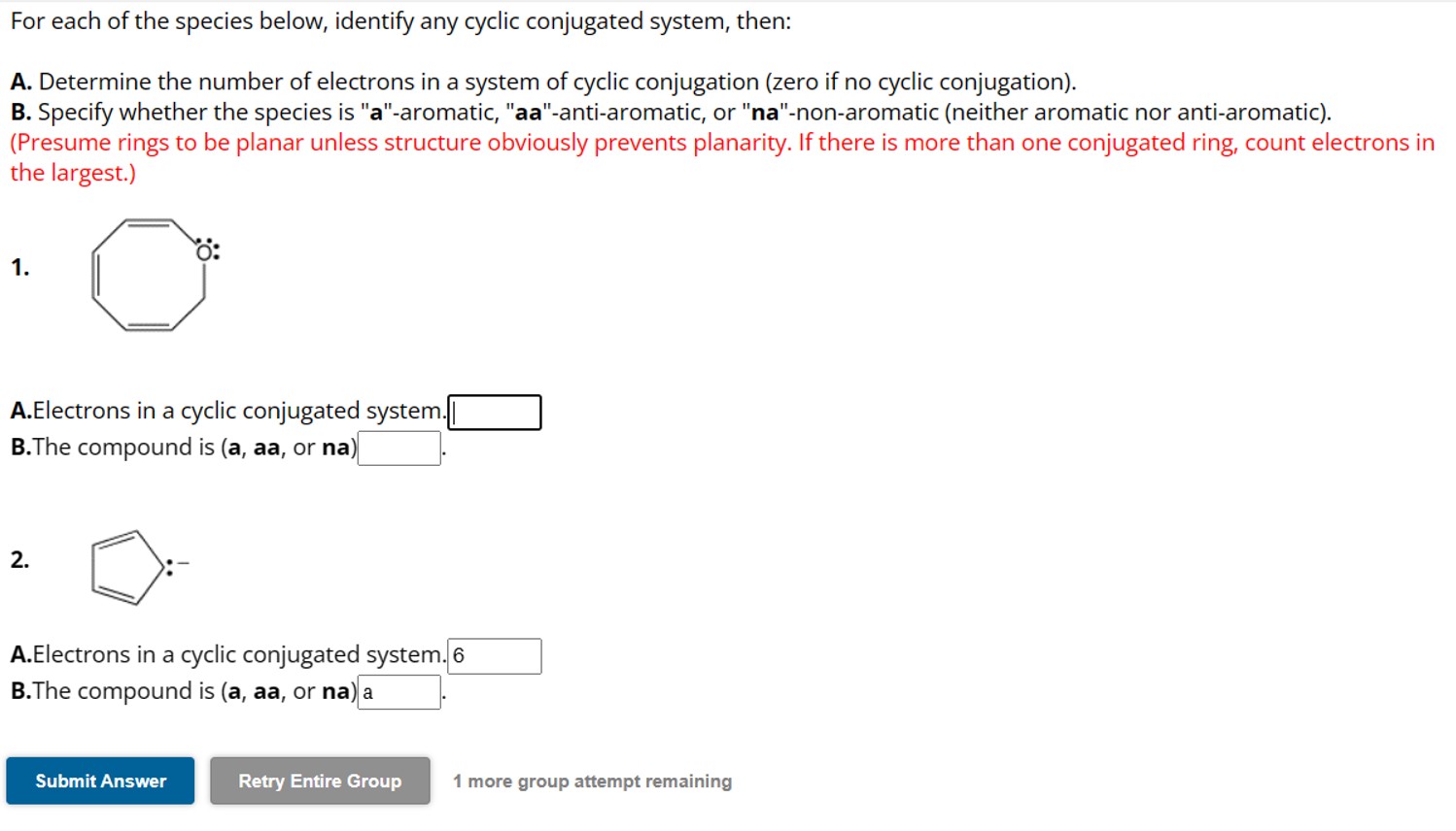 Solved For each of the species below, identify any cyclic | Chegg.com