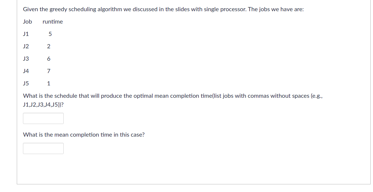 Solved Given the greedy scheduling algorithm we discussed in | Chegg.com