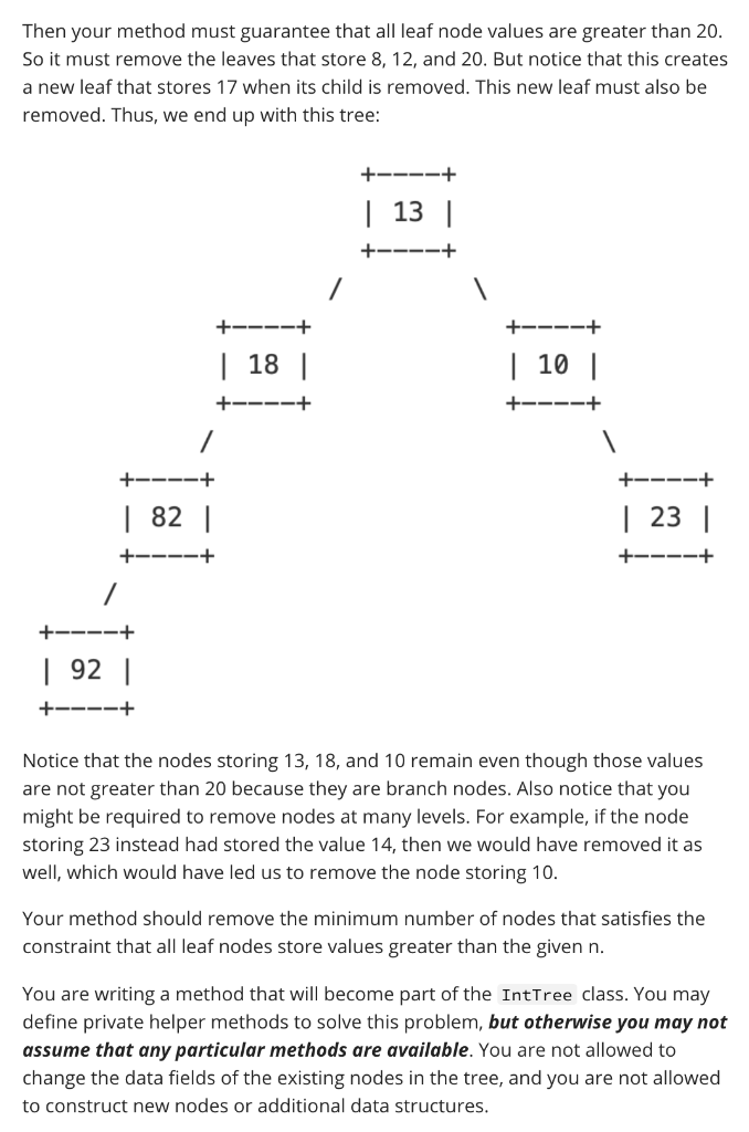 Solved 5. Binary Trees Write a method called limitLeaves | Chegg.com