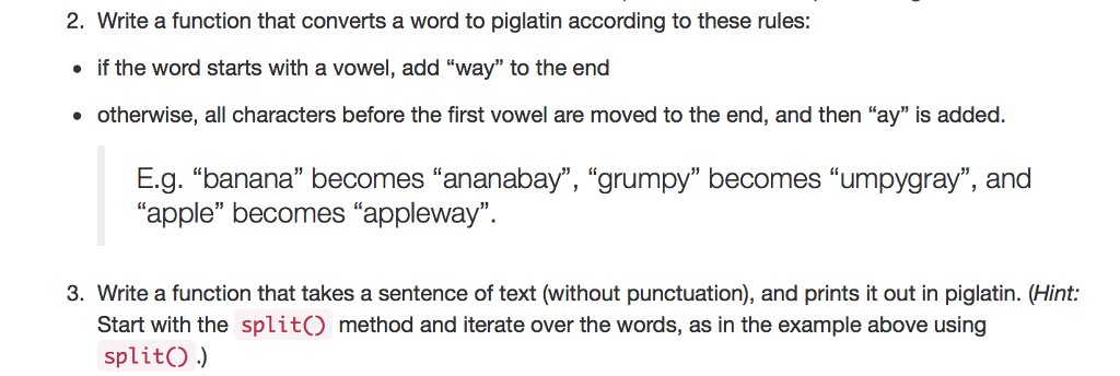 Solved 2. Write a function that converts a word to piglatin | Chegg.com