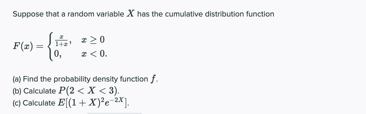 Solved Suppose that a random variable X has the cumulative | Chegg.com
