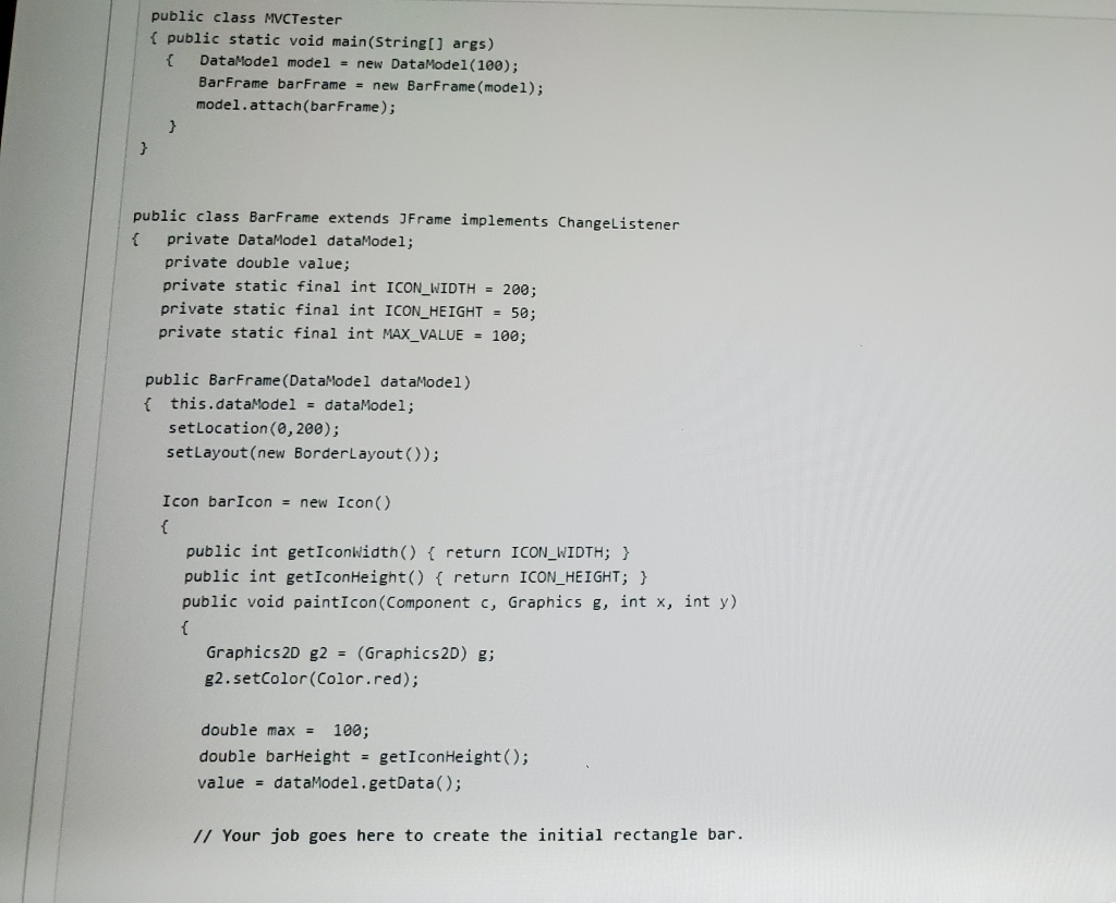 Complete the given program based on the MVC pattern. | Chegg.com