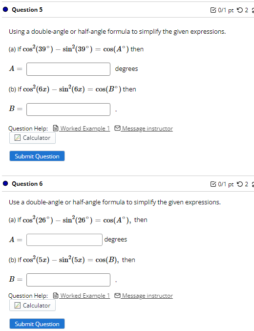 Solved Using a double-angle or half-angle formula to | Chegg.com
