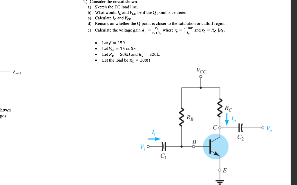 Solved 4.) Consider the circuit shown. a) Sketch the DC load | Chegg.com