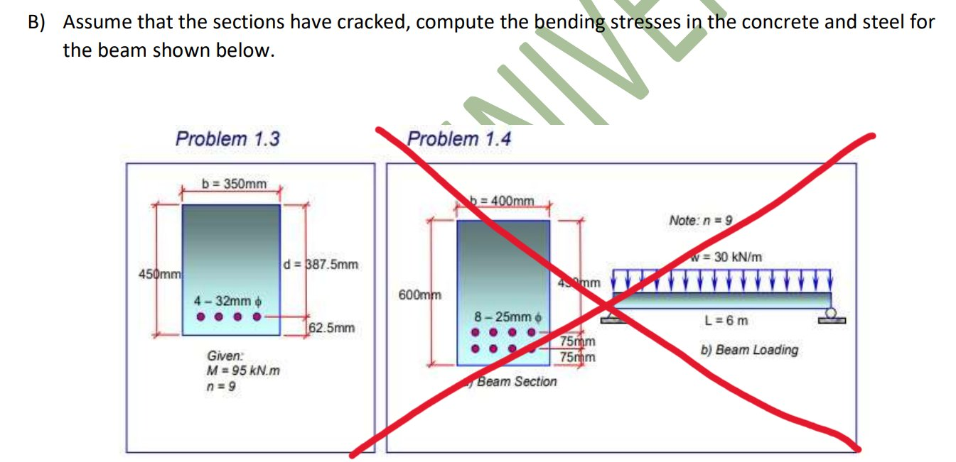 Solved B) Assume that the sections have cracked, compute the | Chegg.com