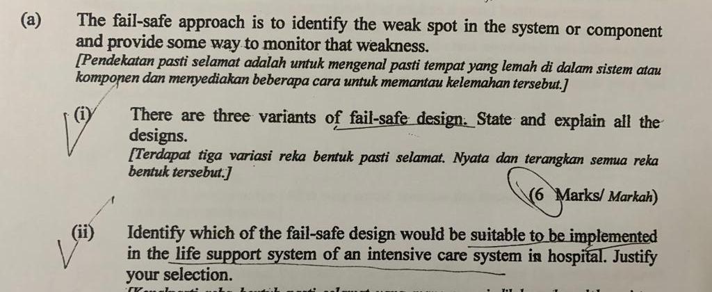 Solved (a) The fail-safe approach is to identify the weak | Chegg.com