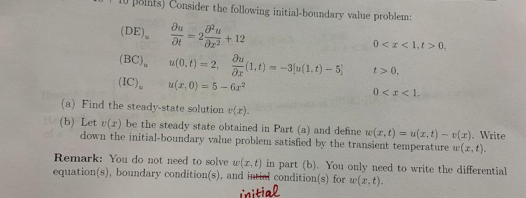 Solved oints) Consider the following initial-boundary value | Chegg.com
