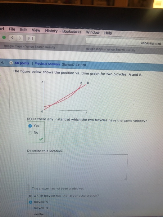 Solved The position vs. time graph for two bicycles, A and | Chegg.com