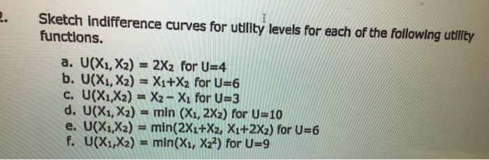 Solved . Sketch Indifference curves for utility levels for | Chegg.com