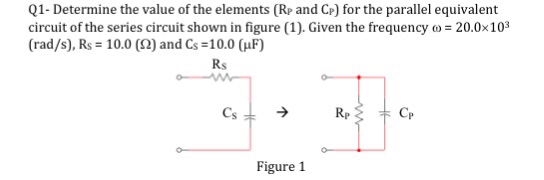 Solved Q1- Determine the value of the elements (RP and CP) | Chegg.com
