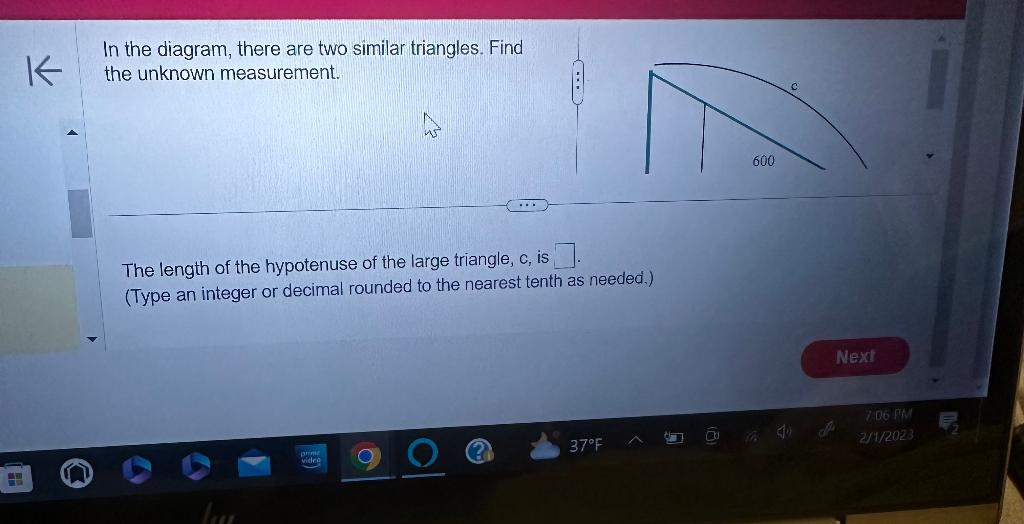 In the diagram, there are two similar triangles. Find | Chegg.com