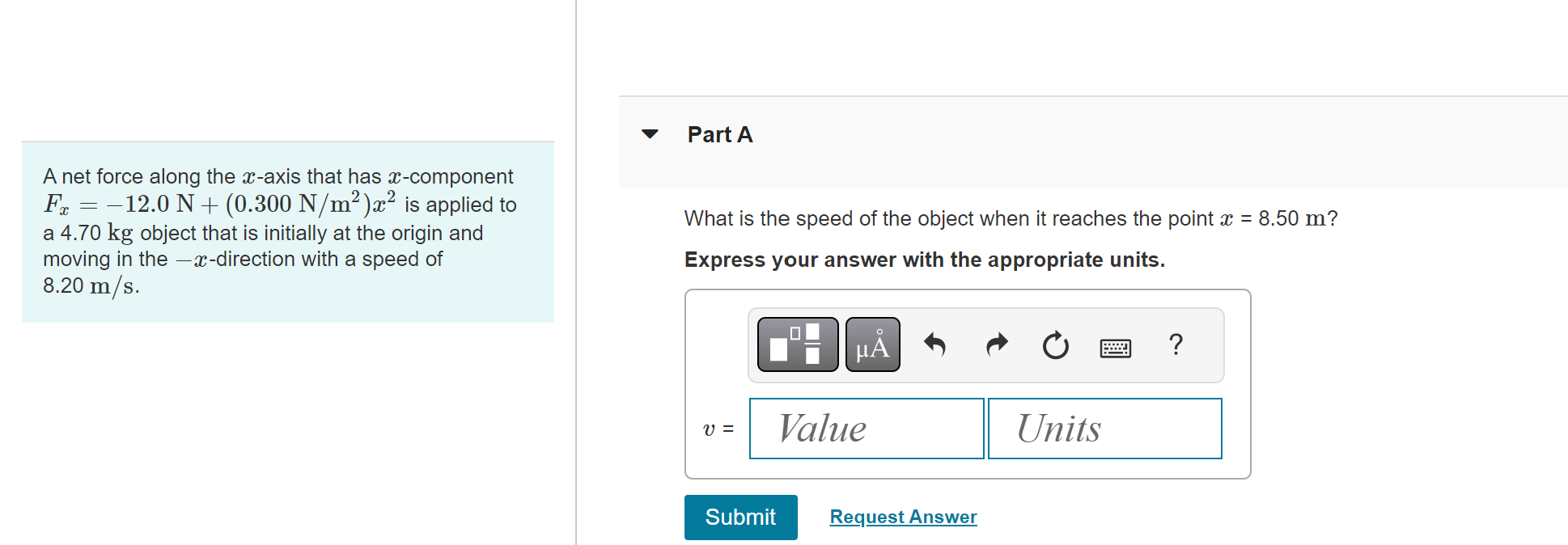 Solved A net force along the x-axis that has x-component | Chegg.com