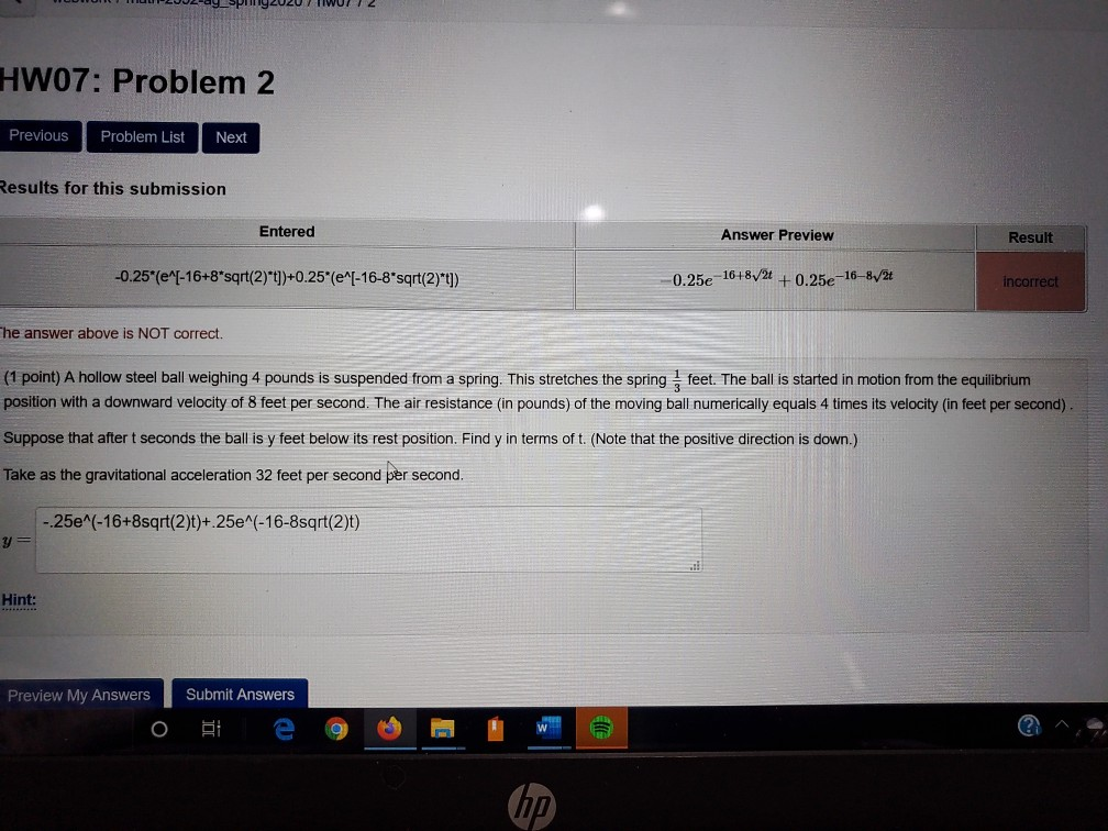 Solved Ay Opravzu V Wurs Hw07 Problem 2 Previous Problem