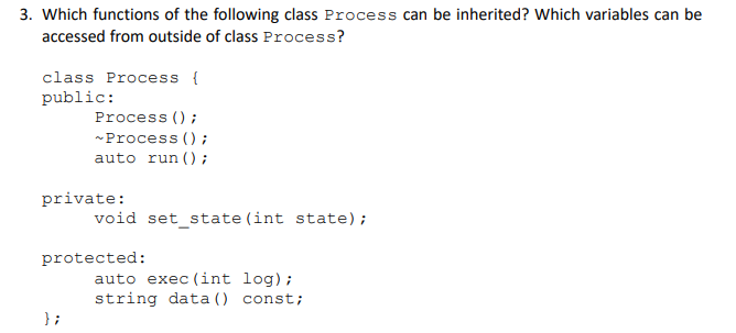 Solved 3. Which functions of the following class Process can | Chegg.com