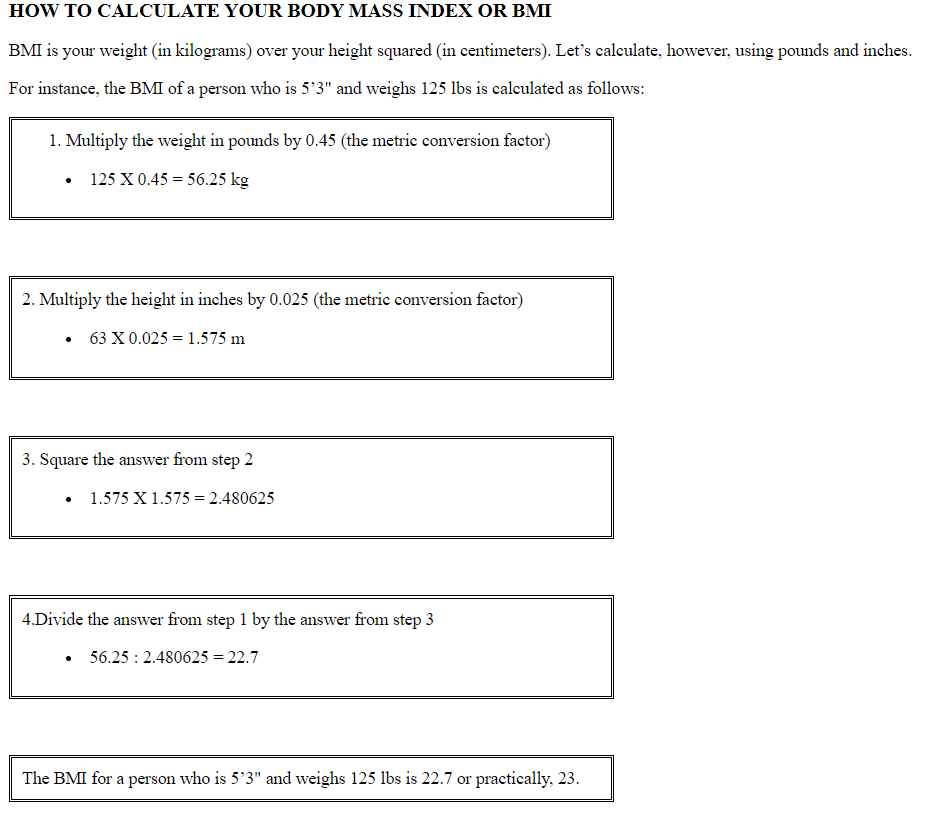 Solved Create a python class that calculates BMI and | Chegg.com