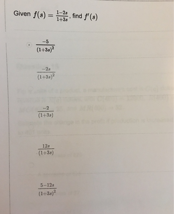 Solved Givenf(s)3ind() 1-2s 1+3s (1+3s)2 (1-+3s)2 2 12s | Chegg.com