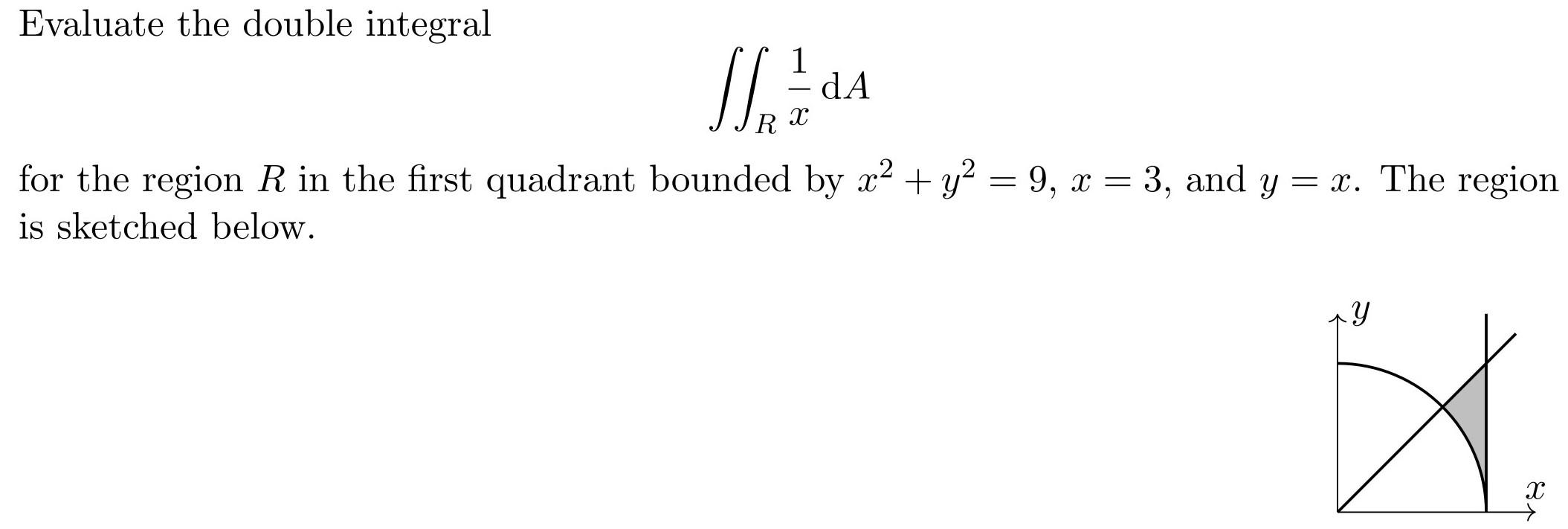 Solved Evaluate the double integral ∬Rx1 dA for the region R | Chegg.com