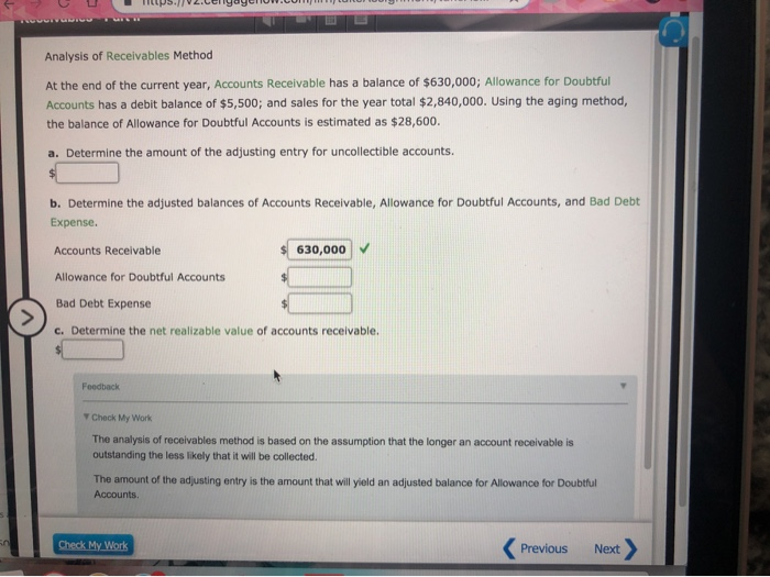 Solved Analysis of Receivables Method At the end of the | Chegg.com