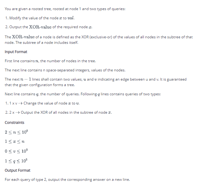 Solved You are given a rooted tree, rooted at node 1 and two | Chegg.com