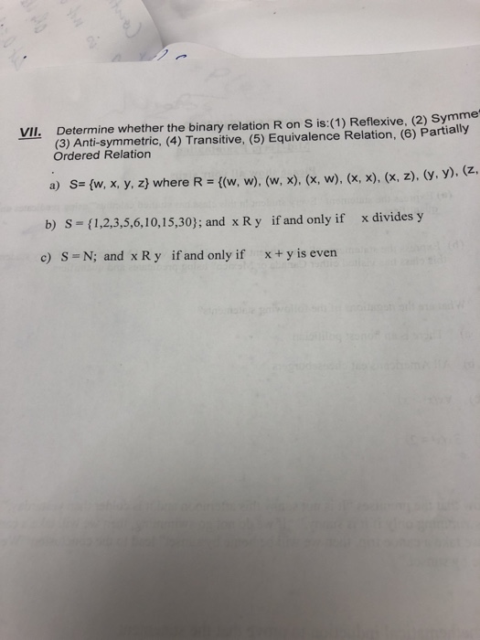 Solved Vil Determine Whether The Binary Relation R On S 0518