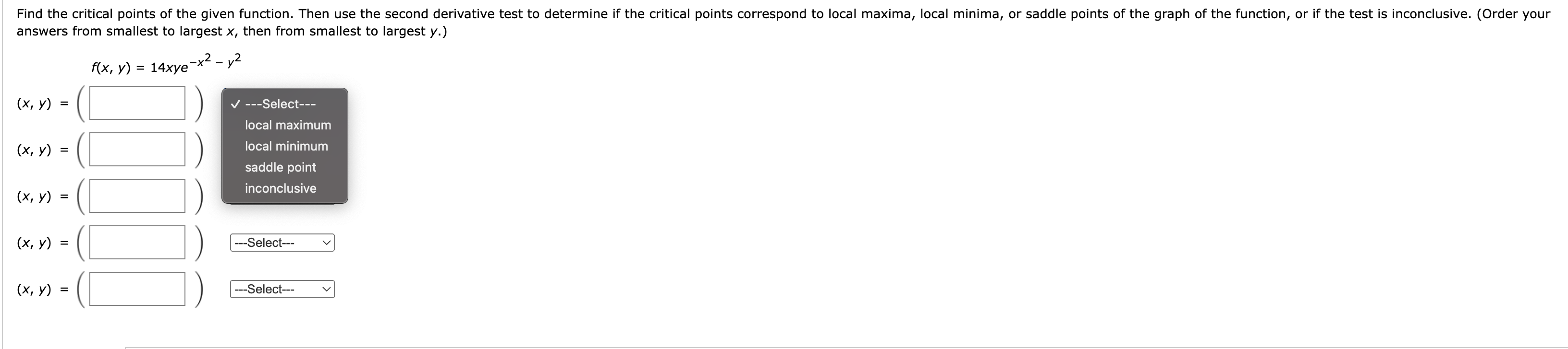 Solved answers from smallest to largest x, then from | Chegg.com