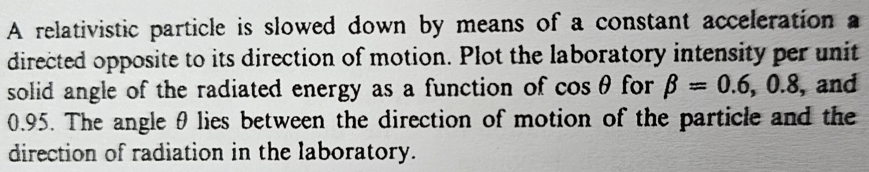 Solved A relativistic particle is slowed down by means of a | Chegg.com